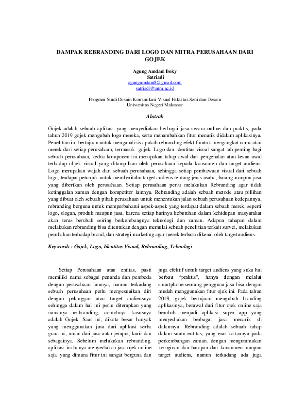 (PDF) DAMPAK REBRANDING DARI LOGO DAN MITRA PERUSAHAAN DARI GOJEK ...