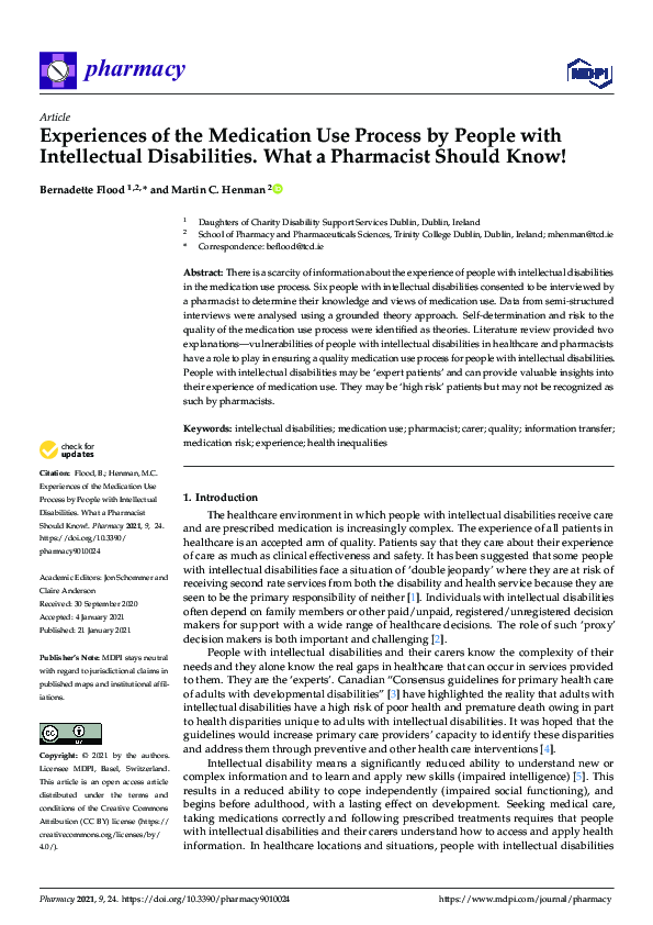 (PDF) Experiences of the Medication Use Process by People with ...
