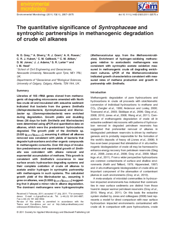 (PDF) The quantitative significance of Syntrophaceae and syntrophic ...