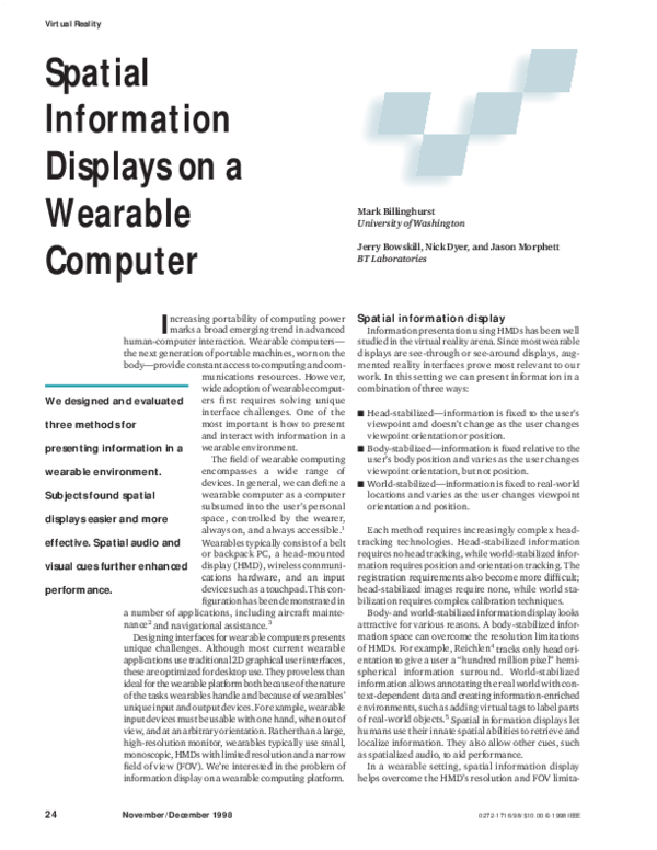 (PDF) Spatial information displays on a wearable computer