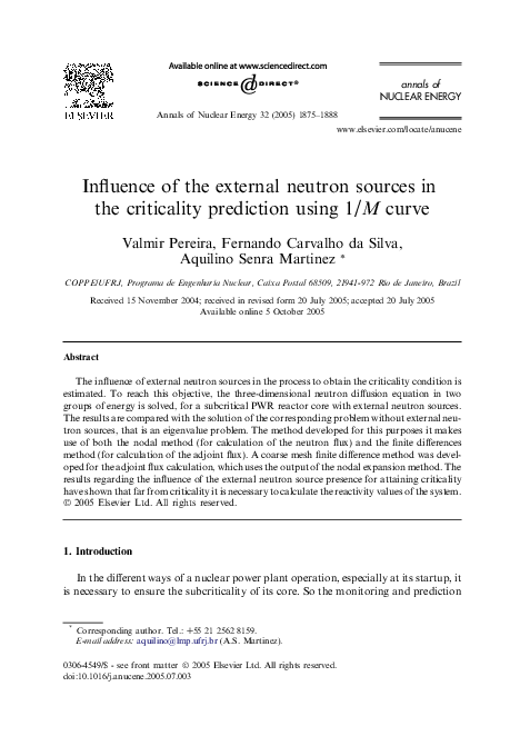 (PDF) Influence of the external neutron sources in the criticality ...