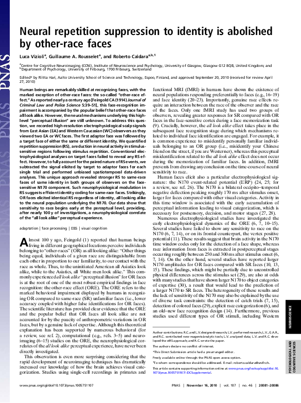 (PDF) Neural repetition suppression to identity is abolished by other ...
