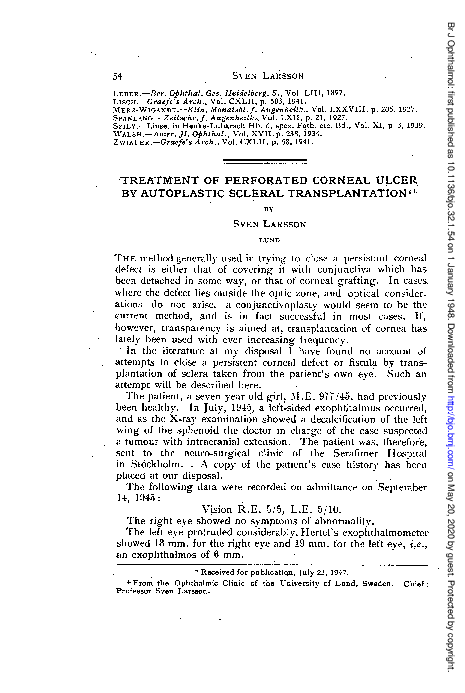 (PDF) Treatment of Perforated Corneal Ulcer by Autoplastic Scleral ...