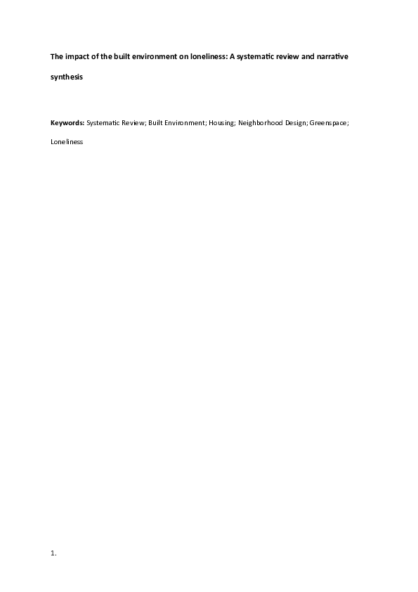(DOC) The impact of the built environment on loneliness: A systematic ...