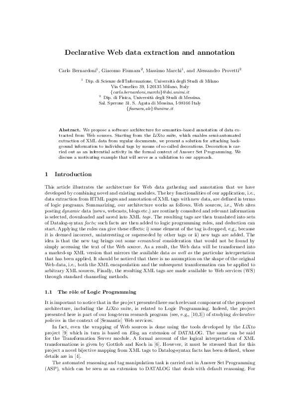 Pdf Declarative Web Data Extraction And Annotation