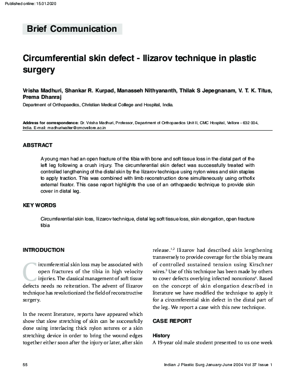 (PDF) Circumferential skin defect - Ilizarov technique in plastic surgery