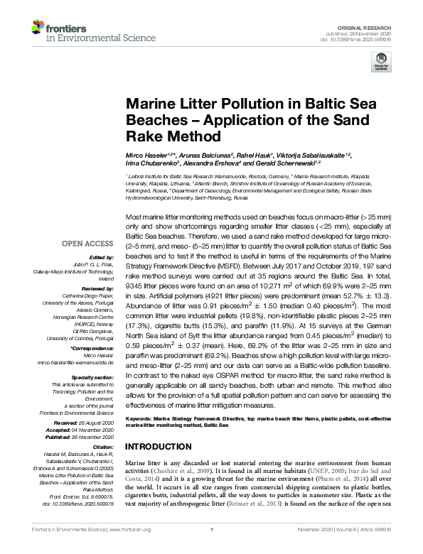 (PDF) Marine Litter Pollution in Baltic Sea Beaches – Application of ...