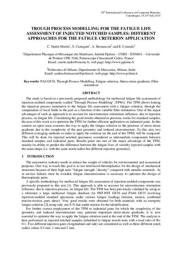Pdf Trough Process Modelling For The Fatigue Life Assessment Of
