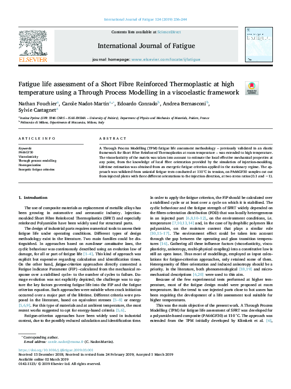 (PDF) Fatigue life assessment of a Short Fibre Reinforced Thermoplastic ...