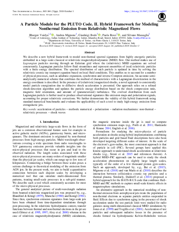 Pdf A Particle Module For The Pluto Code Ii Hybrid Framework For
