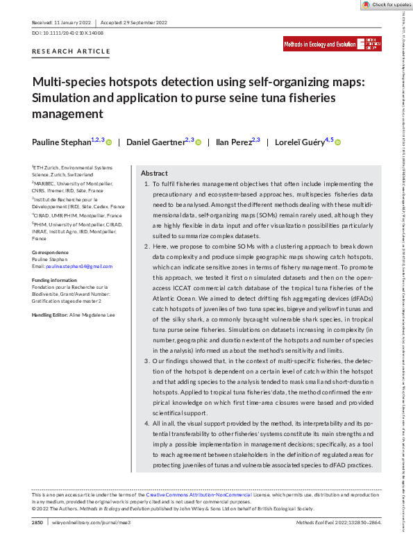 Pdf Multi‐species Hotspots Detection Using Self‐organizing Maps Simulation And Application To