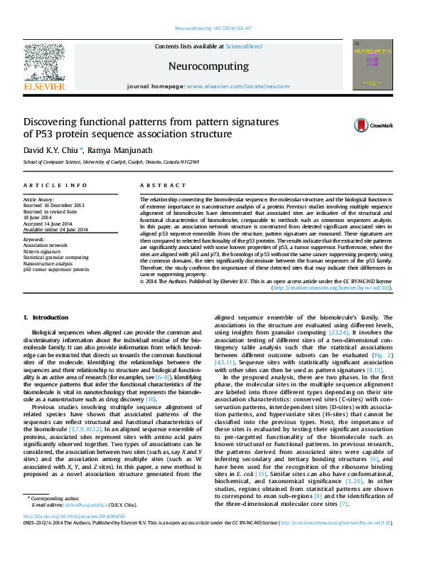 Pdf Discovering Functional Patterns From Pattern Signatures Of P53 Protein Sequence
