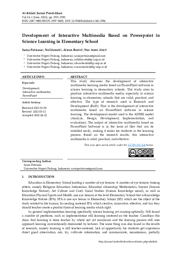 (PDF) Development of Interactive Multimedia Based on Powerpoint in Science Learning in ...