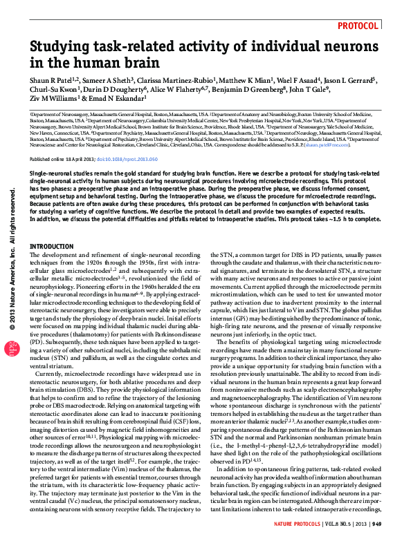 (PDF) Studying task-related activity of individual neurons in the human ...