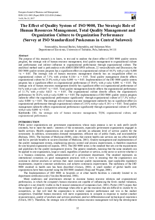 (PDF) The Effect of Quality System of ISO 9000, The Strategic Role of ...