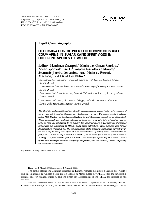 (PDF) Determination of Phenolic Compounds and Coumarins in Sugar Cane ...