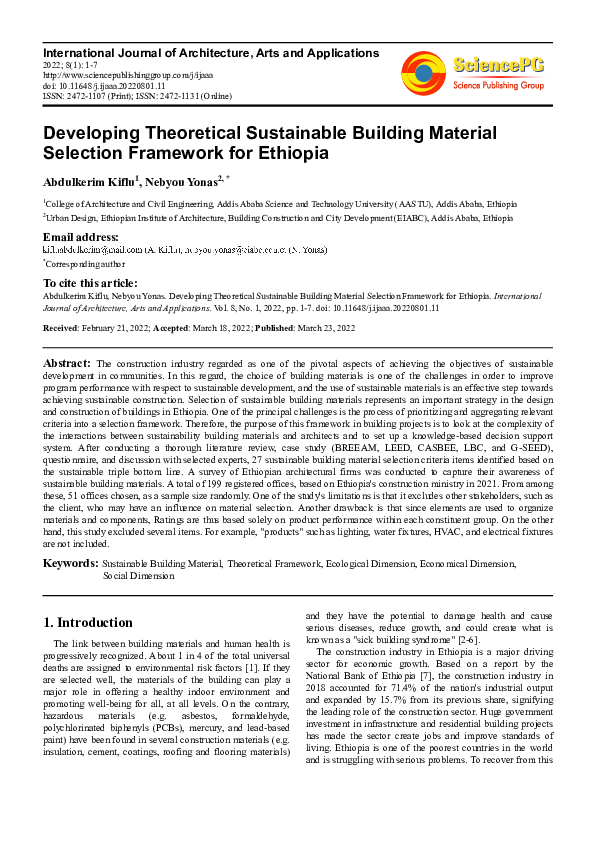 (PDF) Developing Theoretical Sustainable Building Material Selection ...