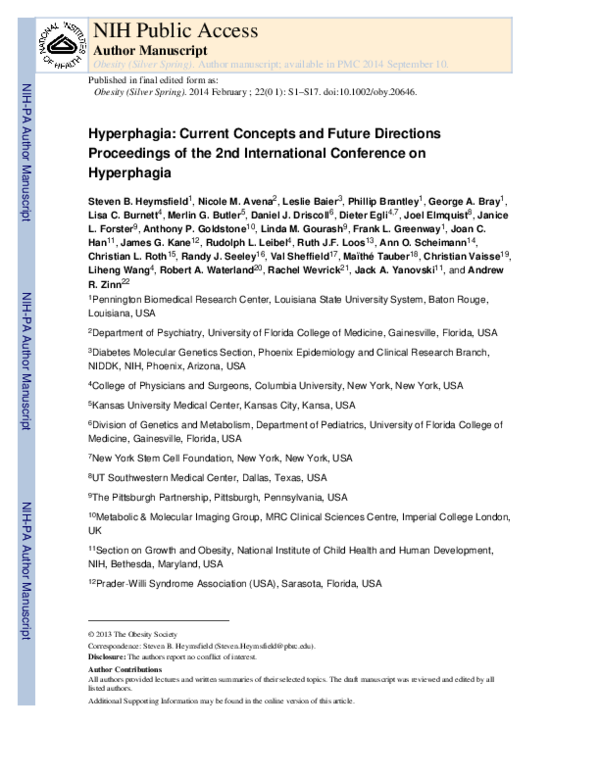 (PDF) Hyperphagia: Current concepts and future directions proceedings ...