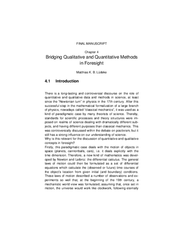 (PDF) Bridging Qualitative and Quantitative Methods in Foresight | ahmet suerdem - Academia.edu