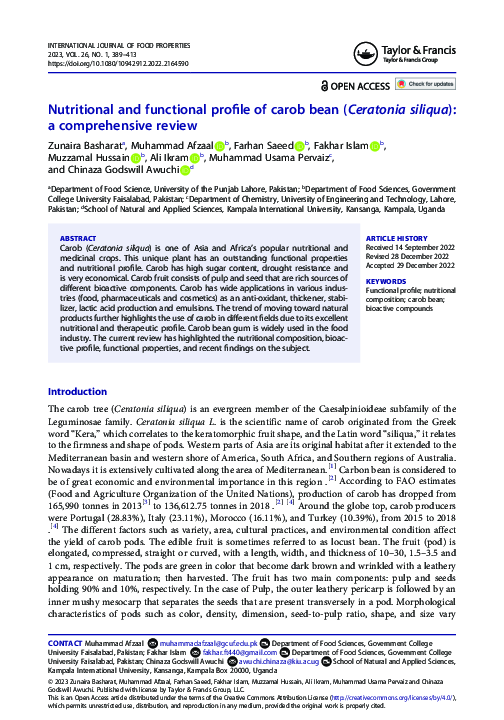 (PDF) Nutritional and functional profile of carob bean (Ceratonia ...
