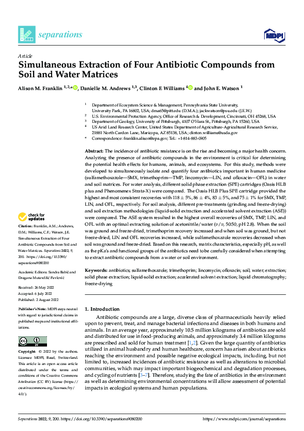 (PDF) Simultaneous Extraction of Four Antibiotic Compounds from Soil ...