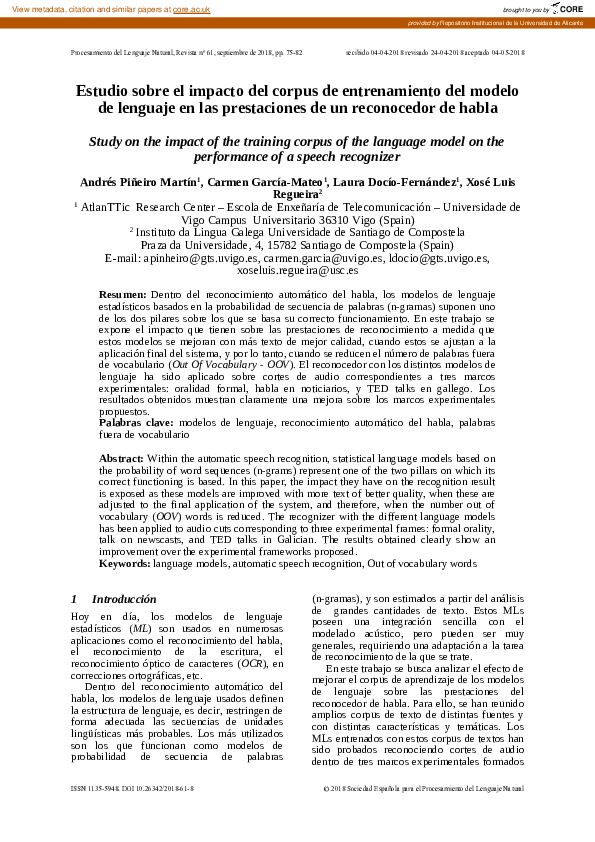 (PDF) Study on the impact of the training corpus of the language model on the performance of a ...