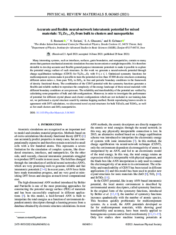 (PDF) Accurate and flexible neural-network interatomic potential for ...