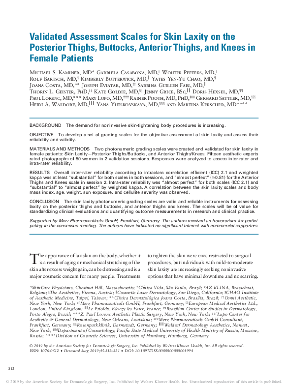 (PDF) Validated Assessment Scales for Skin Laxity on the Posterior ...