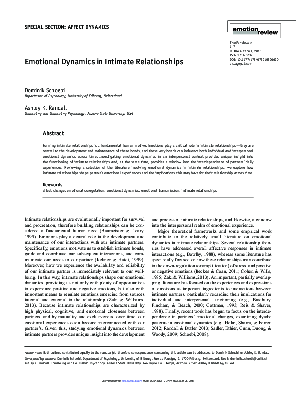 (PDF) Emotion dynamics and responsiveness in intimate relationships