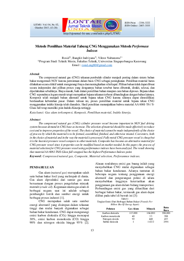 (PDF) Metode Pemilihan Material Tabung CNG Menggunakan Metode ...