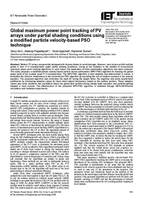 (PDF) Global maximum power point tracking of PV arrays under partial shading conditions using a ...