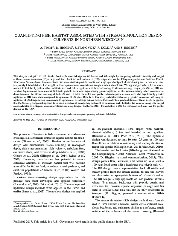 (PDF) Quantifying Fish Habitat Associated with Stream Simulation Design ...