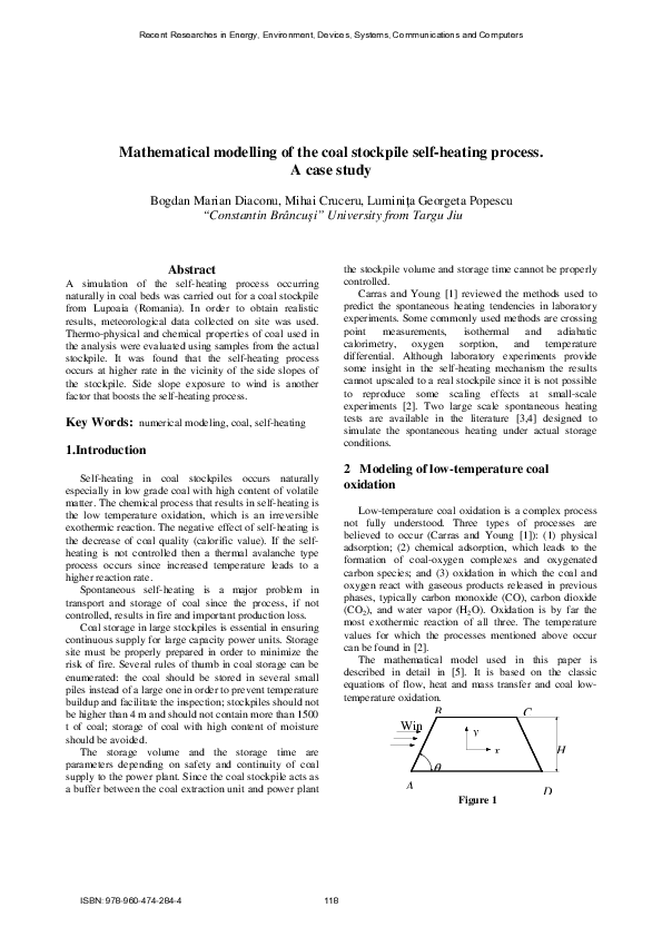 (PDF) Mathematical modelling of the coal stockpile self-heating process. A case study