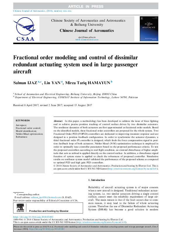 Pdf Fractional Order Modeling And Control Of Twin Rotor Aero Dynamical System Using Nelder