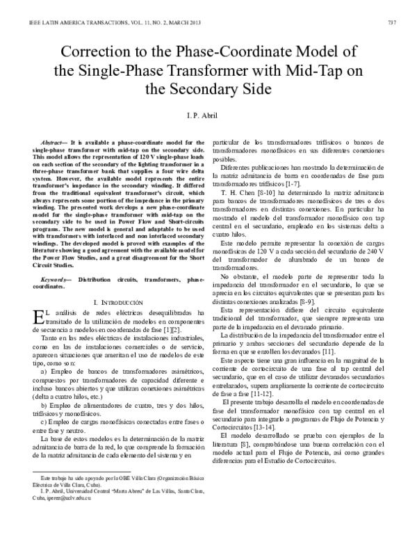 (PDF) Correction to the phase-coordinate model of the single-phase ...