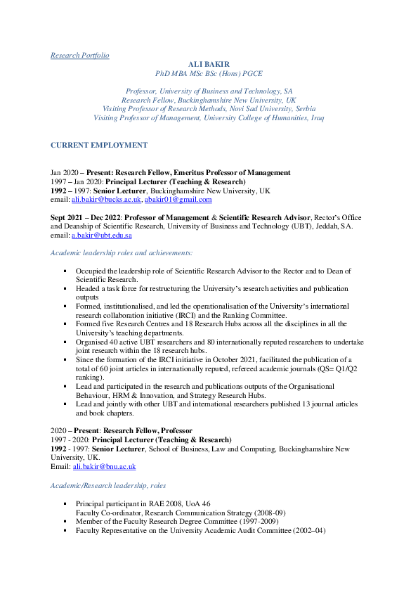 (PDF) Research Portfolio