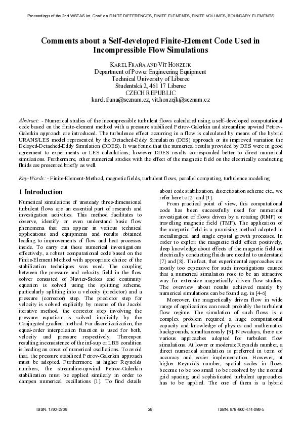 Pdf Comments About A Self Developed Finite Element Code Used In