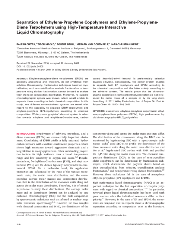 (PDF) Separation of Ethylene−Vinyl Acetate Copolymers by High ...