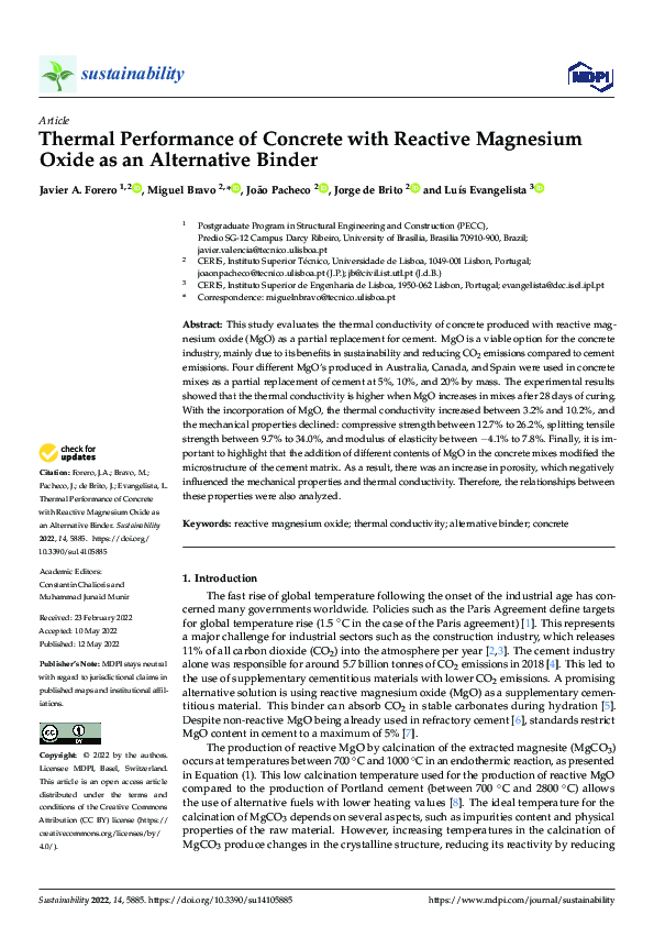 (PDF) Thermal Performance of Concrete with Reactive Magnesium Oxide as ...