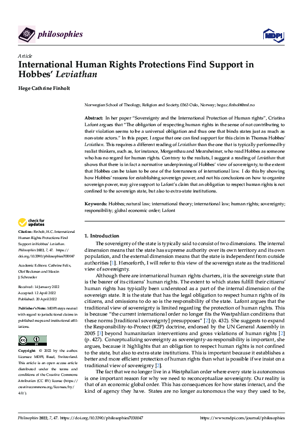 (PDF) International Human Rights Protections Find Support in Hobbes ...