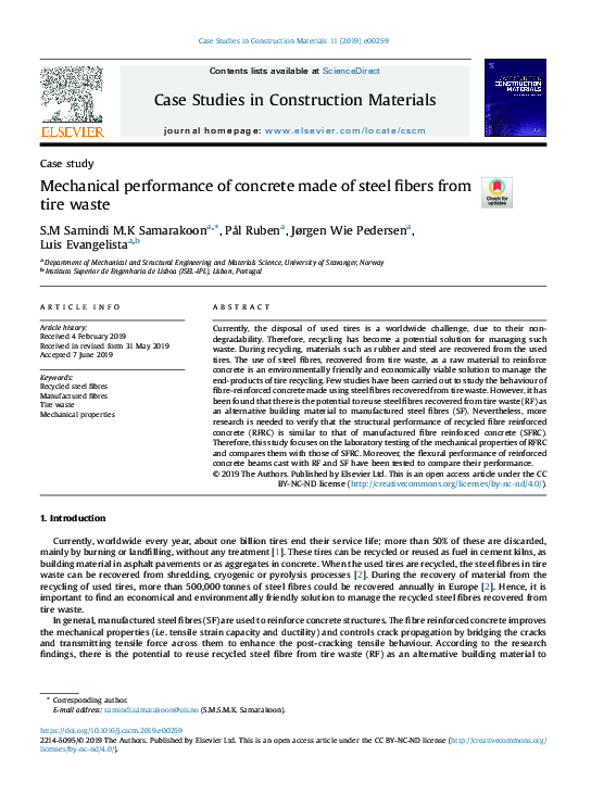 (PDF) Mechanical performance of concrete made of steel fibers from tire ...