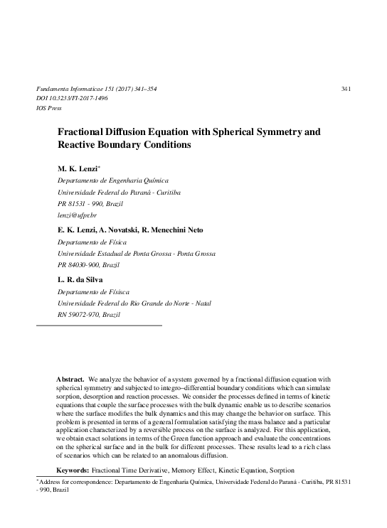 (PDF) Fractional Diffusion Equation with Spherical Symmetry and ...