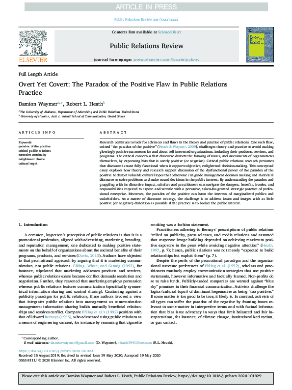 (PDF) Overt Yet Covert: The Paradox of the Positive Flaw in Public ...