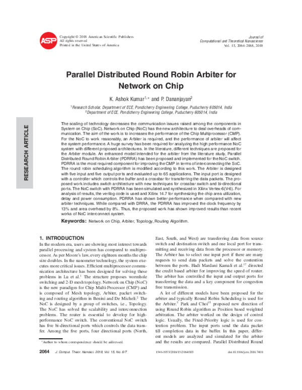 (PDF) Parallel Distributed Round Robin Arbiter for Network on Chip (PDF) Parallel Distributed Round Robin Arbiter for Network on Chip