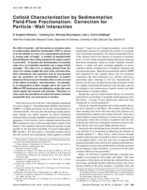 (PDF) Colloid Characterization by Sedimentation Field-Flow Fractionation: Correction for ...