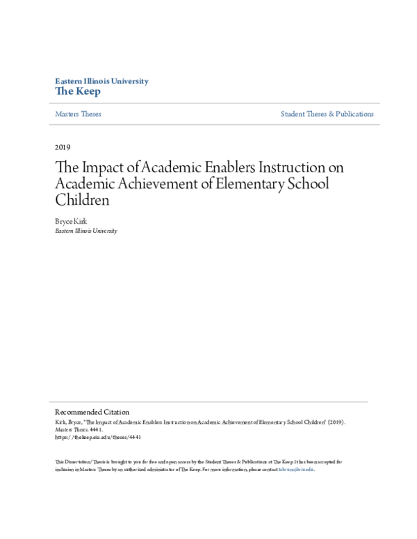 (PDF) The Impact of Academic Enablers Instruction on Academic ...