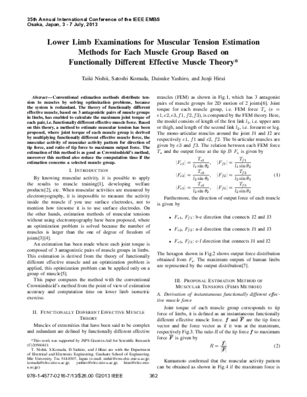 Pdf Lower Limb Examinations For Muscular Tension Estimation Methods
