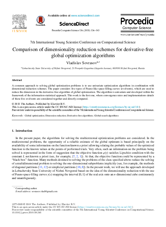 (PDF) Comparison of dimensionality reduction schemes for derivative-free global optimization ...