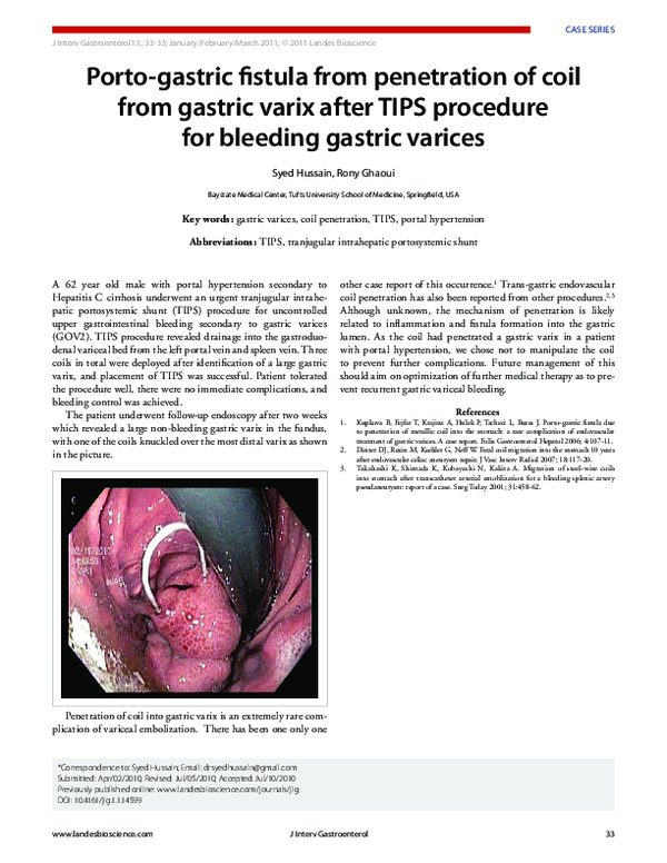 (PDF) Porto-gastric fistula from penetration of coil from gastric varix ...