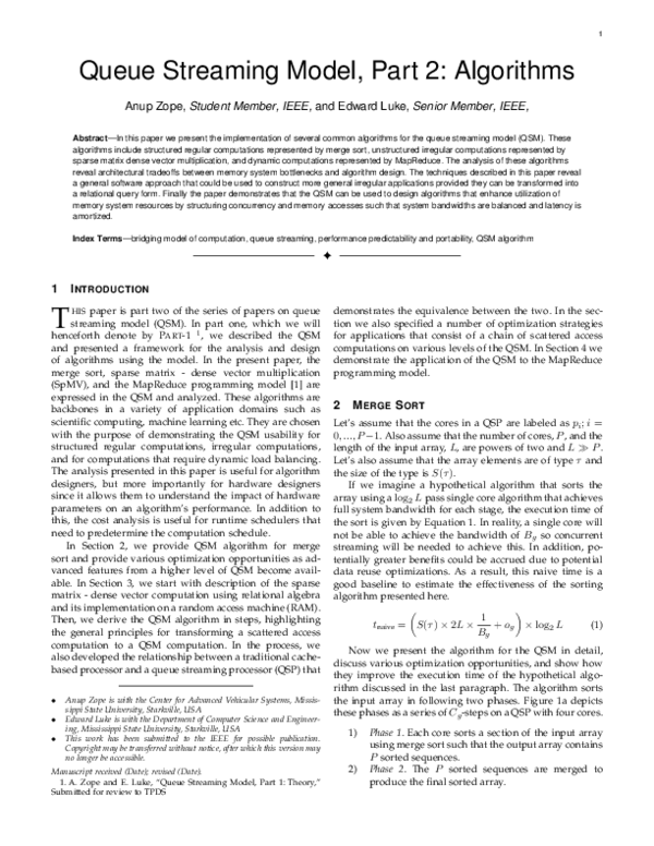 (PDF) Queue Streaming Model , Part 2 : Algorithms | Anup Zope ...